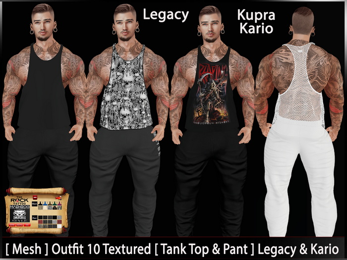 Second Life Marketplace - [ Mesh ] Outfit 10 Textured [ Tank Top & Pant ...